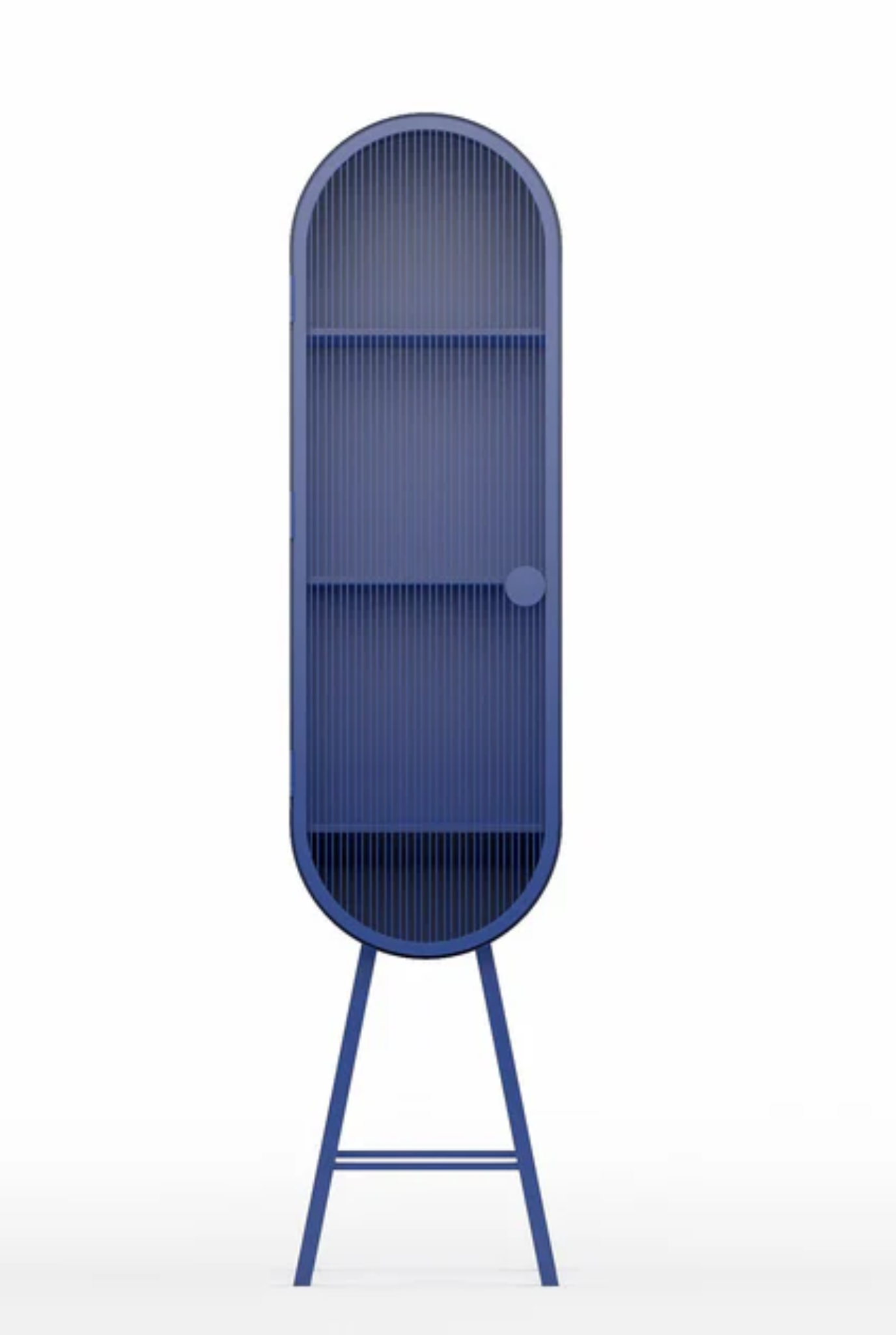 Oval Metal Cabinet with Internal Shelves for Storage/Bar in Matt Black ...