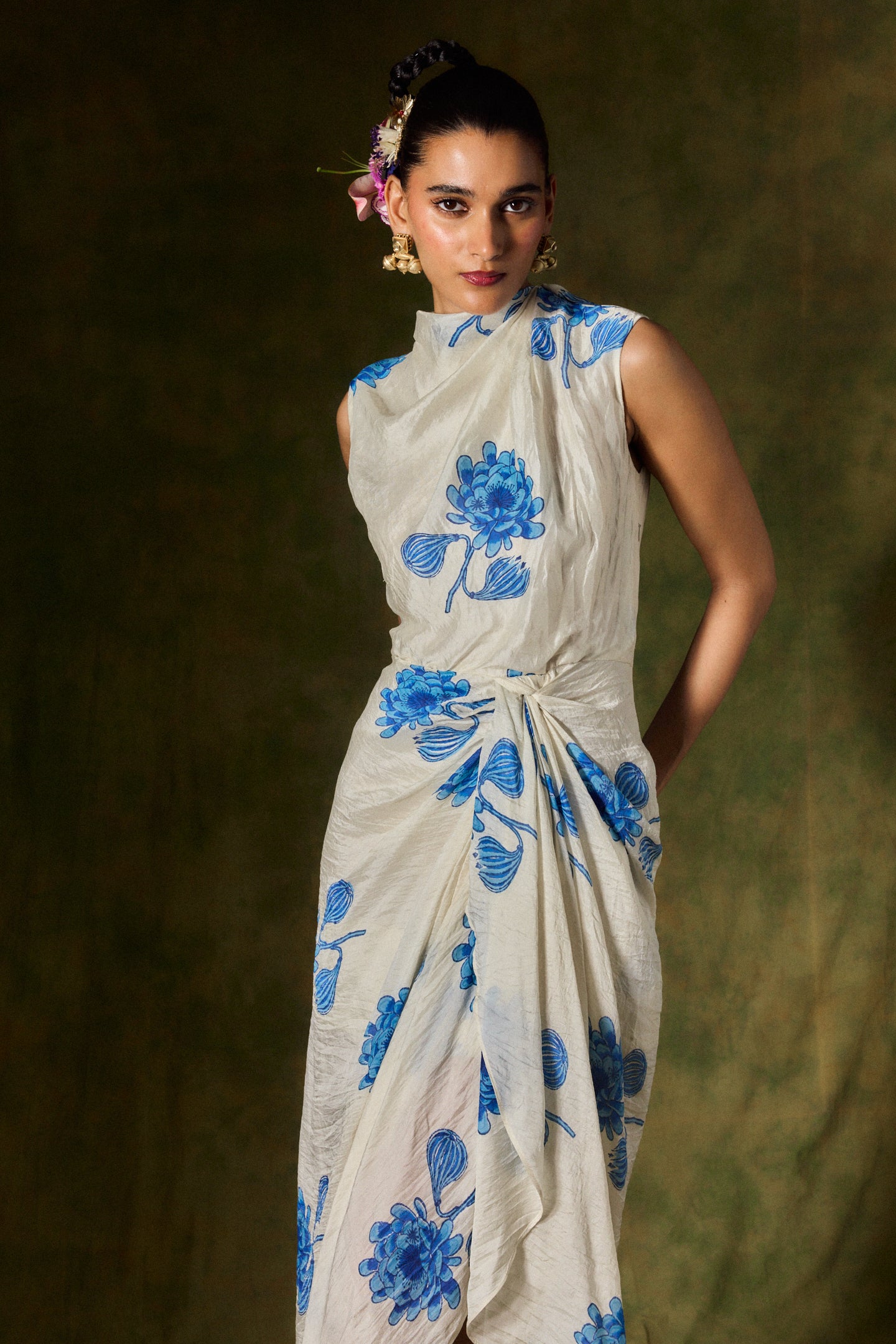 FIZAH SILK DRAPED DRESS – JODI